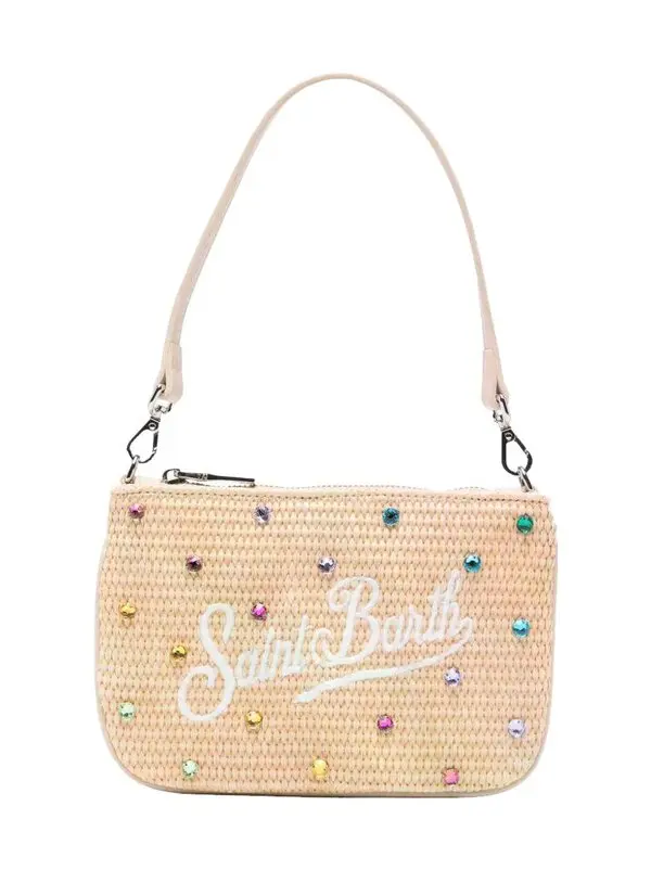MC2 SAINT BARTH Parisienne Crystal-embellished Clutch Bag - Brown