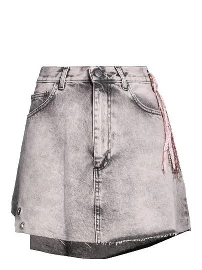 VICOLO Embellished Denim Flared Skirt - Grey