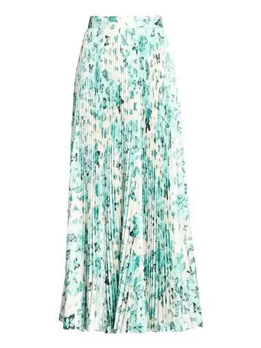 VICOLO Pleated Floral Print Maxi Skirt - Green