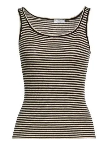 Brunello Cucinelli Ribbed-knit Sleeveless Top - Beige
