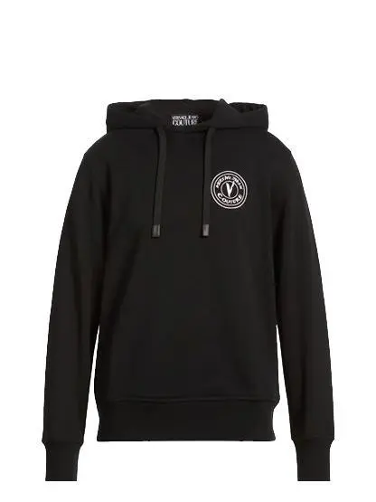 Versace Embroidered Logo Cotton Hoodie - Black