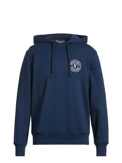Versace Embroidered Logo Cotton Hoodie - Navy