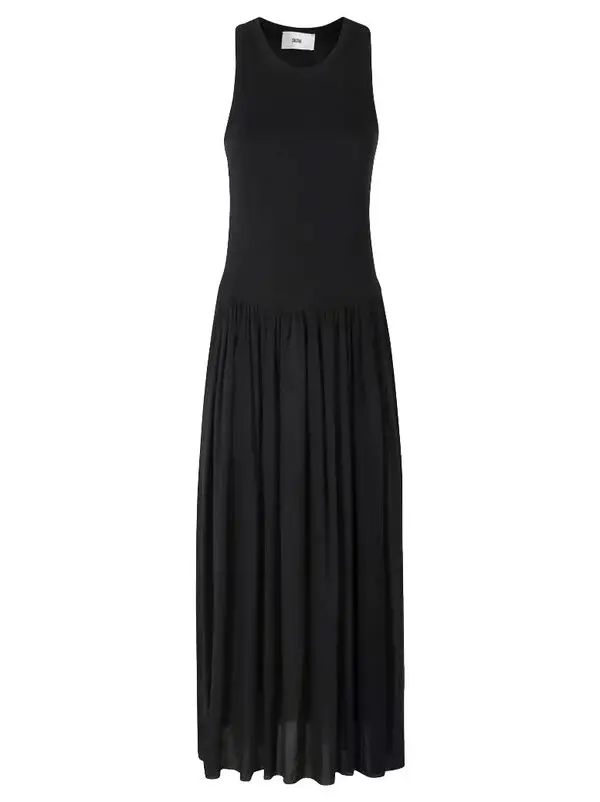 SOLOTRE Gathered Maxi Dress - Black