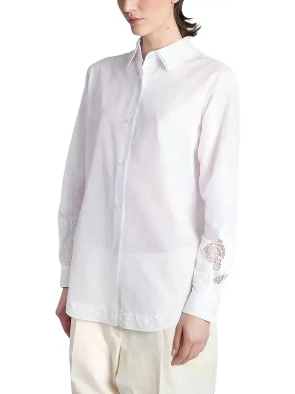 Magda Butrym Lace Trimmed Cut-out Shirt - White