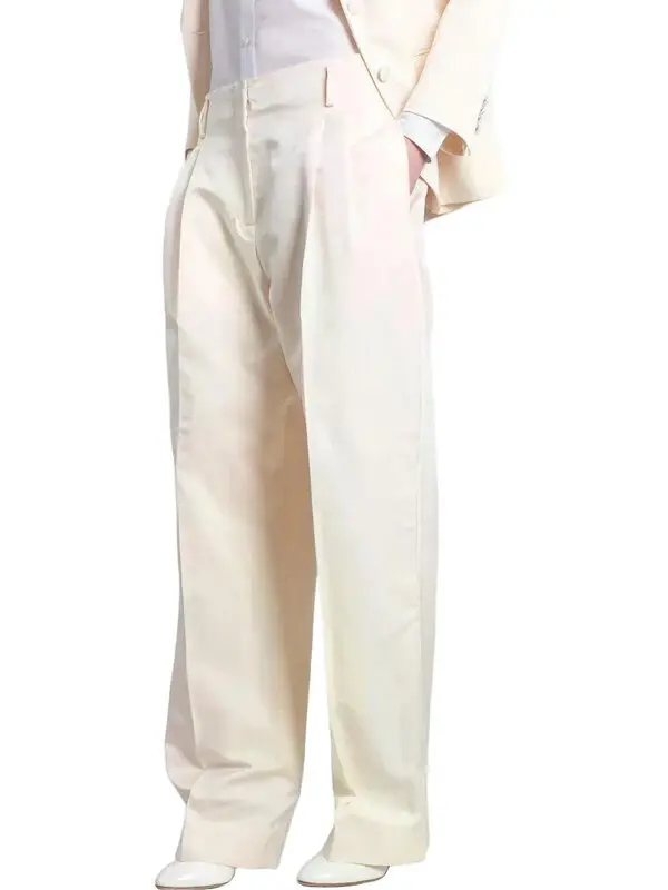 Magda Butrym Pleated Straight-leg Trousers - Neutrals