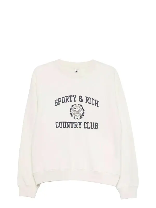 SPORTY & RICH Logo-print Cotton Sweater - Neutrals