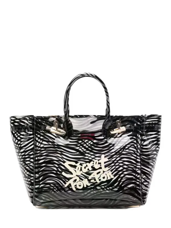 SECRET PON-PON Brigitte Animal-print Tote Bag - Black
