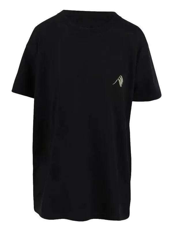 Attico Embroidered Logo Cotton T-shirt - Black