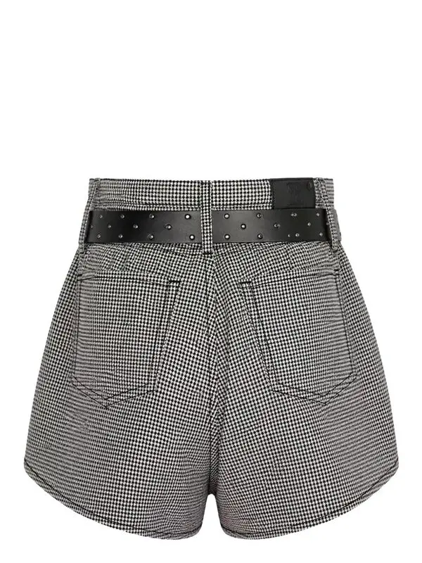 R13 Houndstooth Pattern Belted Shorts - Black