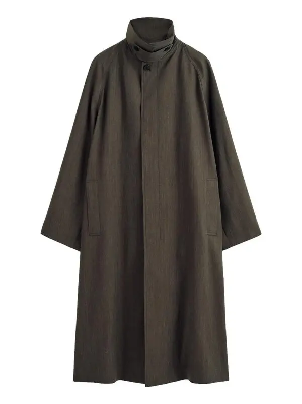 Cos Lightweight Cotton-herringbone Trench Coat - Brown