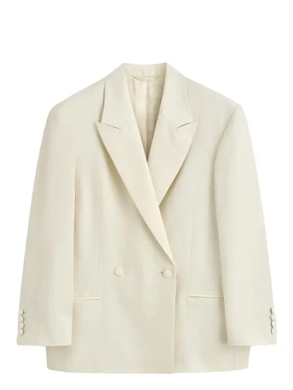 Cos Linen-blend Tuxedo Blazer - White