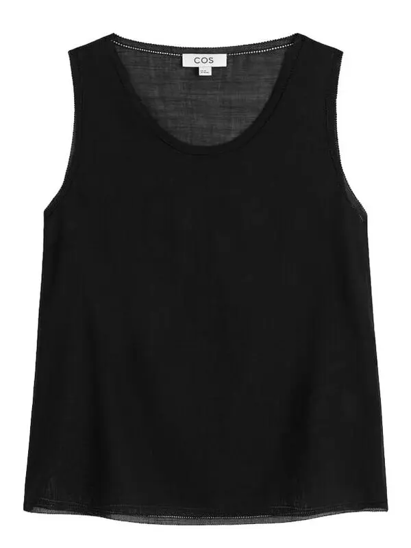 Cos Semi-sheer Layered Wool Blend Top - Black