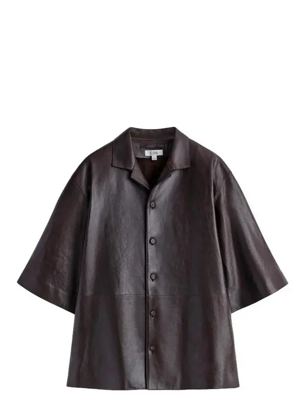Cos Textured-leather Shirt - Brown