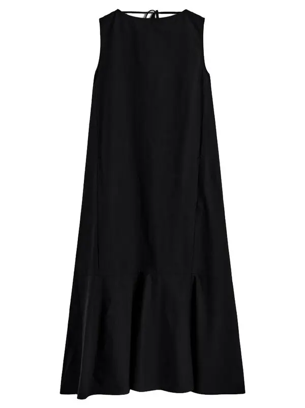 Cos Dropped-hem Cotton Midi Dress - Black
