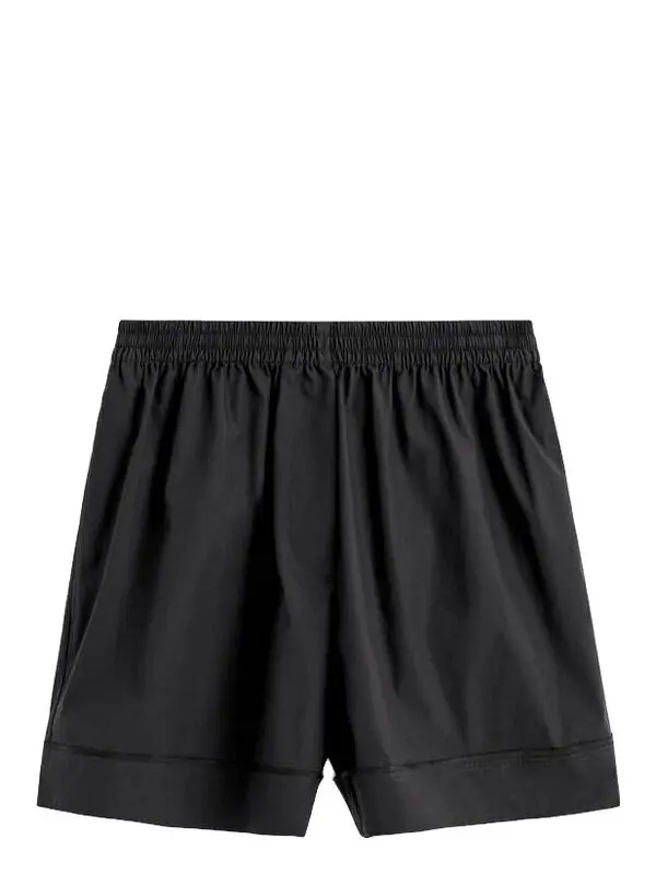 Cos Elasticated Cotton Shorts With Grosgrain Detail - Black