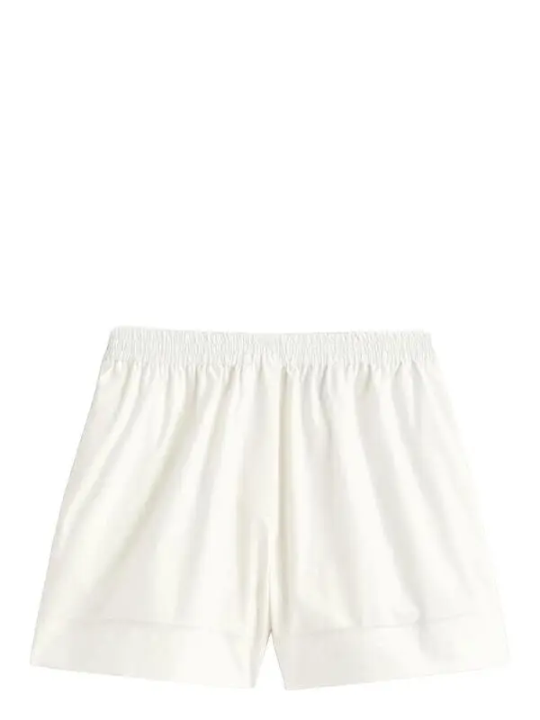 Cos Elasticated Cotton Shorts With Grosgrain Detail - White