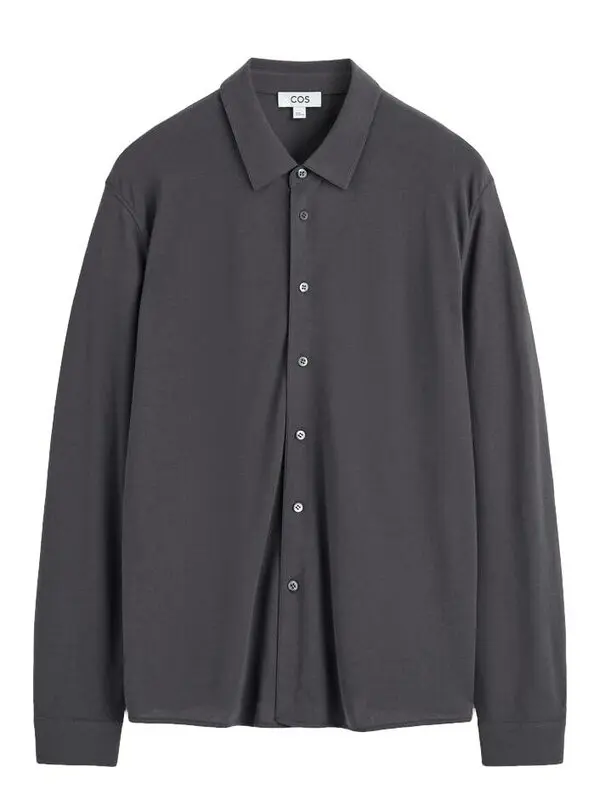 Cos Draped Cotton-jersey Shirt - Gray