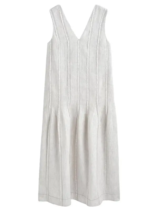Cos Sculptural Linen Midi Dress - Gray