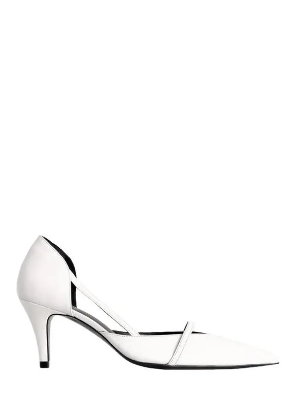 Cos Strap-detail Leather Pumps With Pointed Toe And Low Heel - White