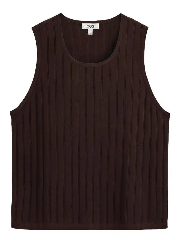 Cos Ribbed-knit Cotton Tank Top - Red