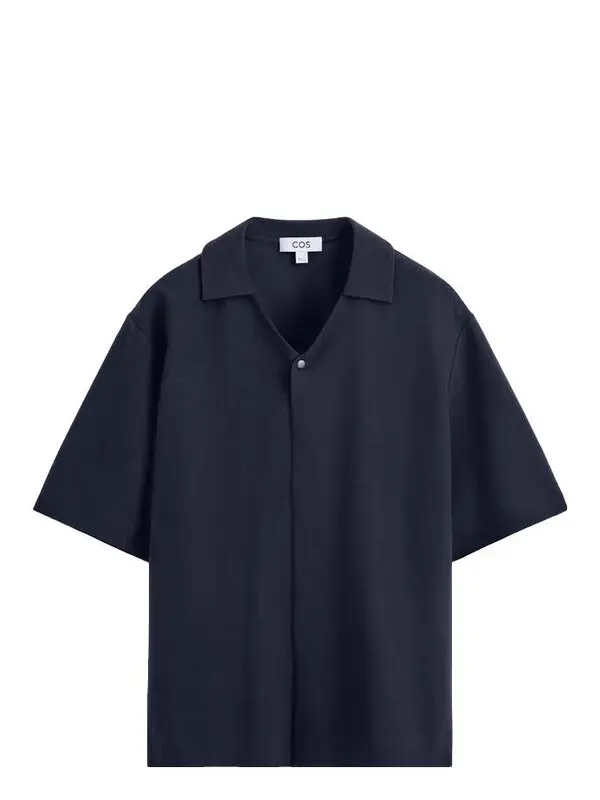 Cos Milano-jersey Short-sleeved Shirt - Navy
