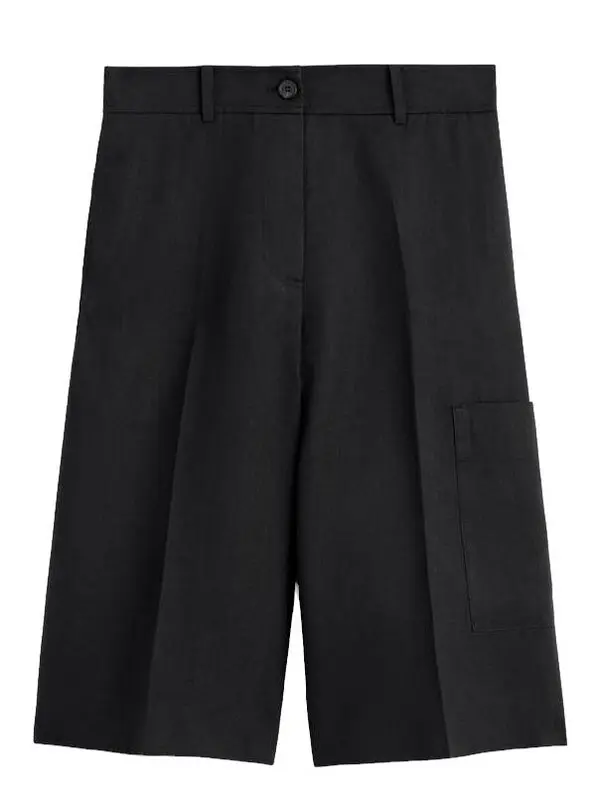 Cos Linen Utility Bermuda Shorts - Black