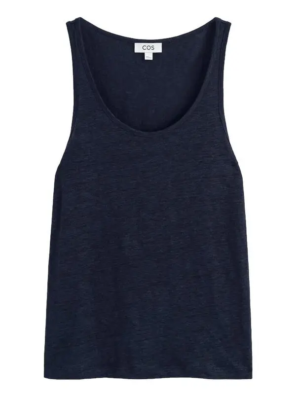 Cos Linen-jersey Tank Top - Navy