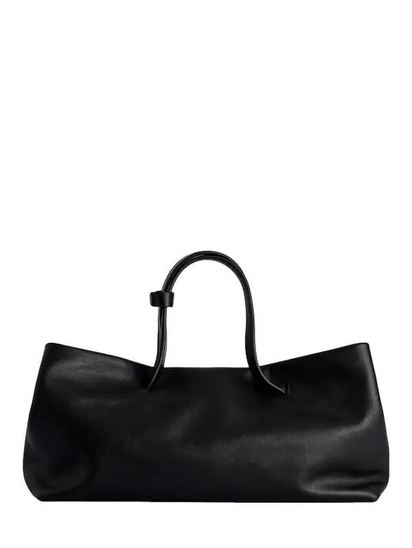 Cos Bateau Tote Bag In Leather - Black