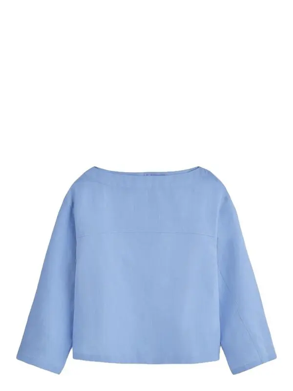 Cos Boat-neck Linen Blouse - Light Blue