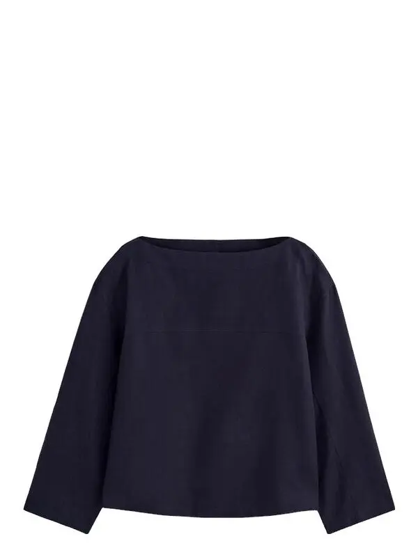 Cos Boat-neck Linen Blend Blouse - Navy