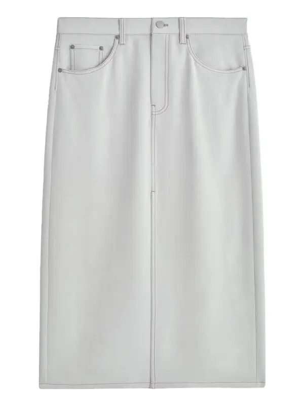 Cos Denim-effect Silk Midi Skirt - Gray