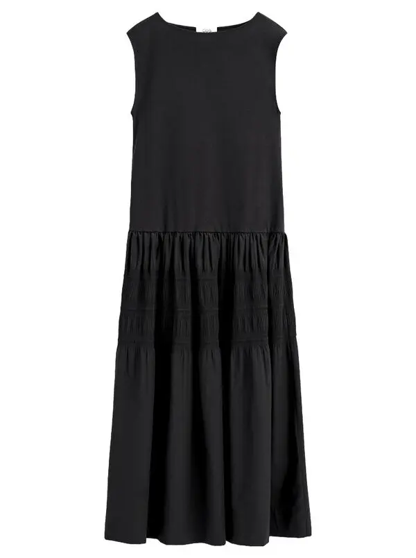 Cos Tiered Gathered Midi Dress - Black