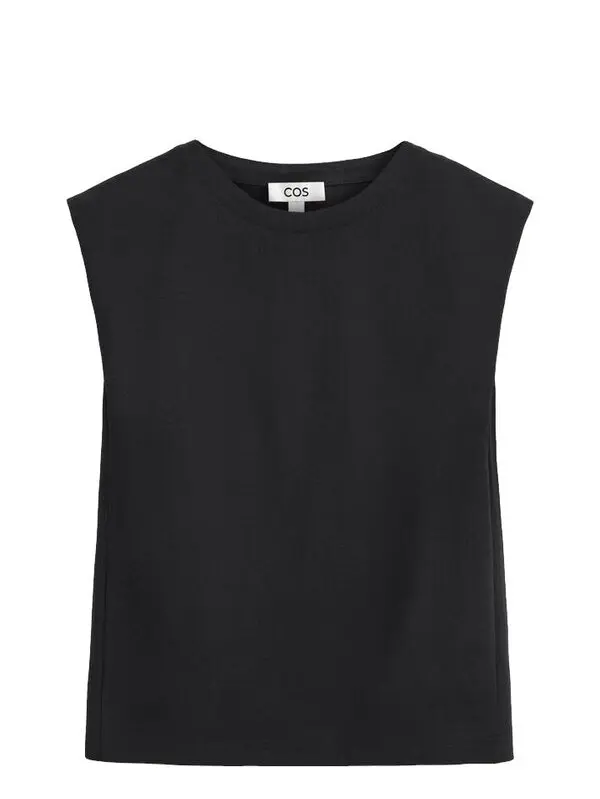 Cos Folded-shoulder Cotton-jersey Tank Top - Black