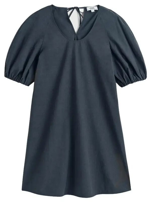 Cos Puff Sleeve Cotton Mini Dress - Black