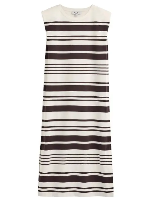 Cos Folded-shoulder Cotton-jersey Midi Dress - White