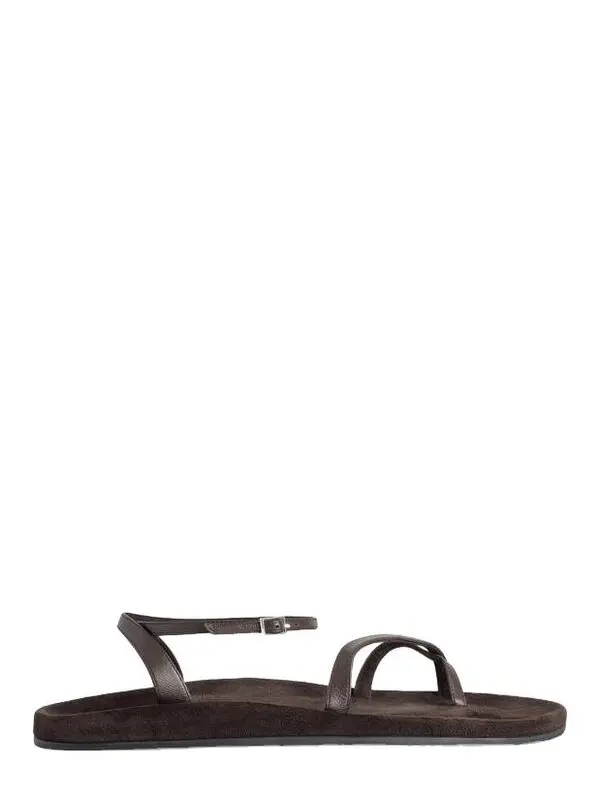 Cos Minimal Leather Sandals With Buckle Closure - Brown