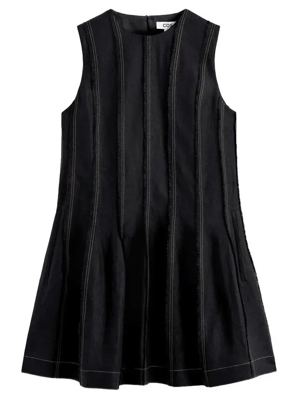 Cos Sculpted Pleated Mini Dress - Black
