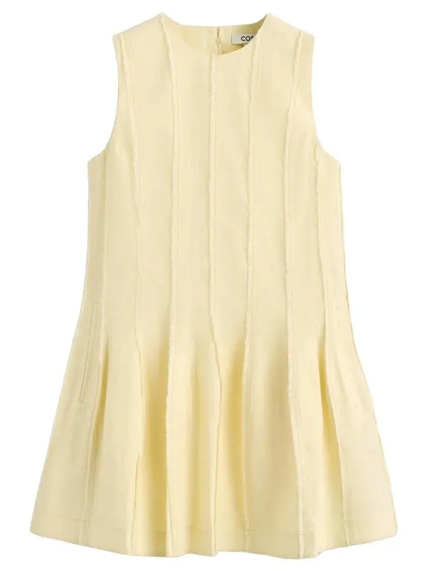 Cos Sculpted Pleated Mini Dress - Yellow
