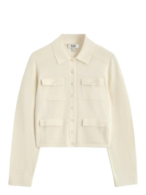 Cos Pocket-detail Knitted Cotton Cardigan - White