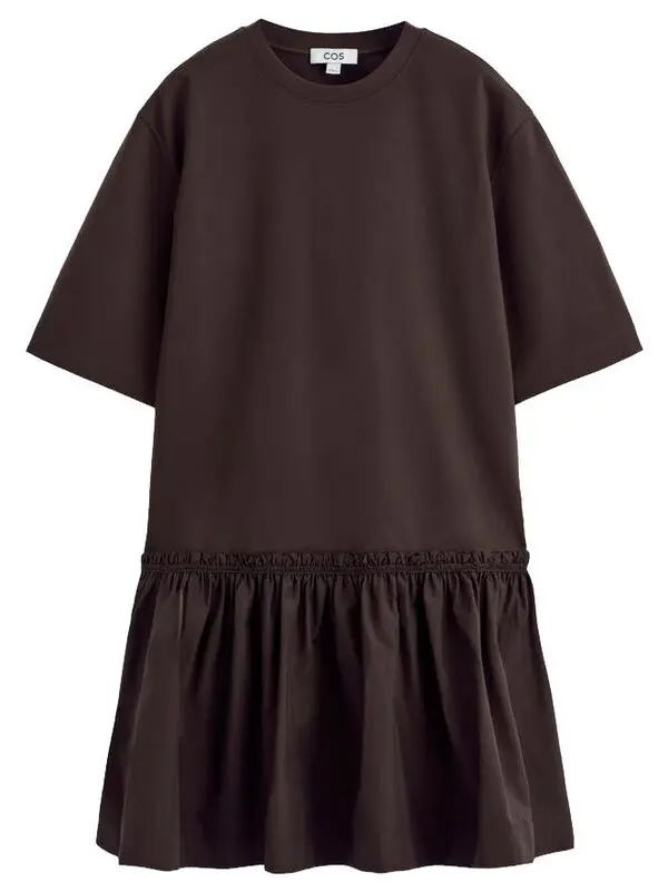 Cos Panelled Dropped-waist Mini Dress - Brown