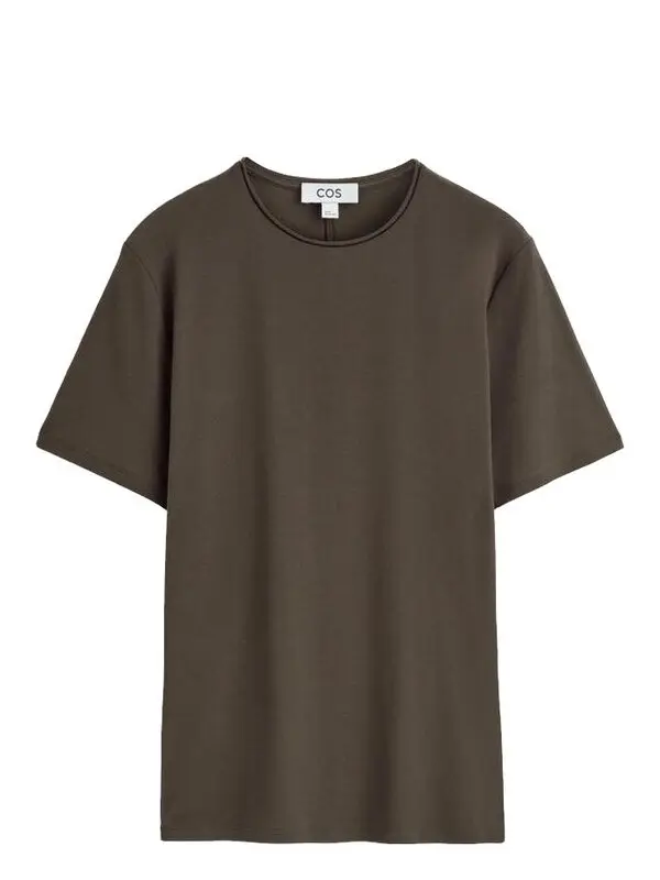 Cos Slim-fit Cotton Crepe Lightweight T-shirt - Brown