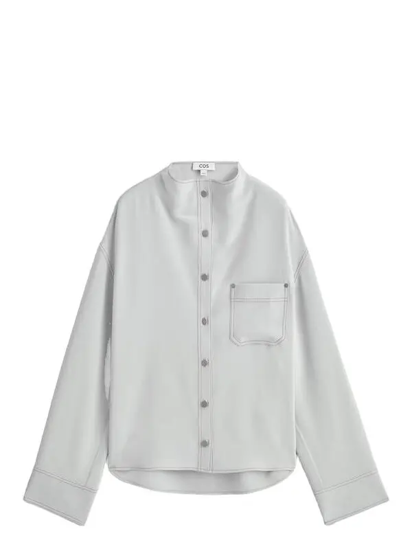 Cos Silk Mock-neck Shirt - Gray