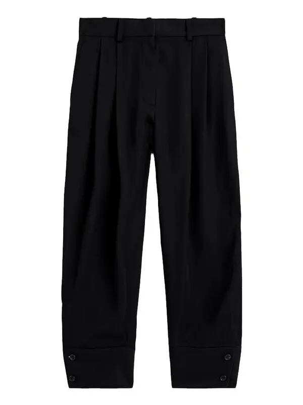 Cos Pleated Twill Balloon Pants With Cuffed Hem - Black