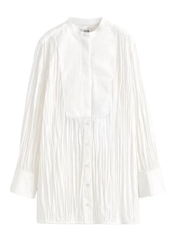 Cos Bib-front Crinkled Cotton Shirt - White