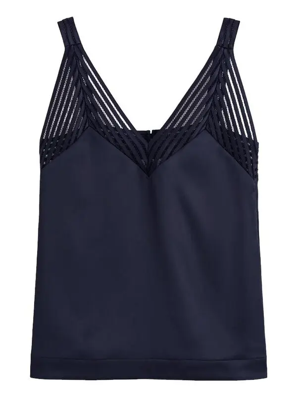 Cos Open-stitch Satin Cami Top - Navy