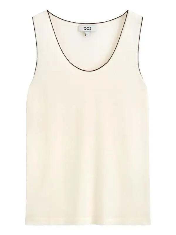 Cos Contrast-tipped Knitted Wool Tank Top - White