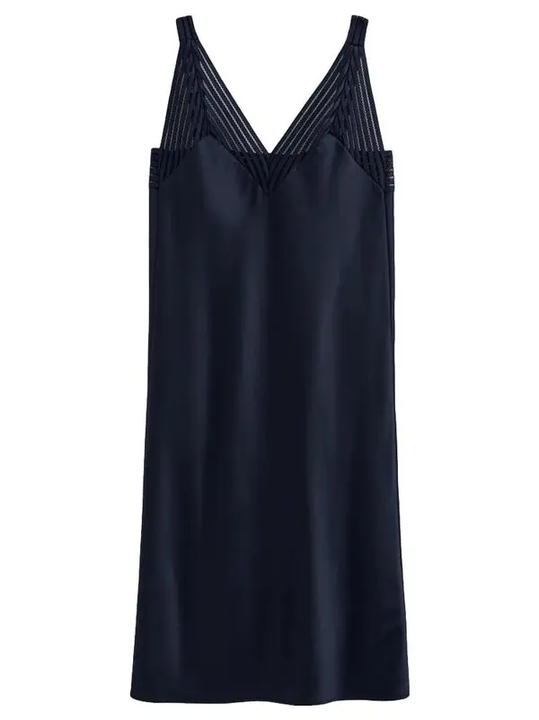 Cos Open-stitch Satin Slip Dress - Navy
