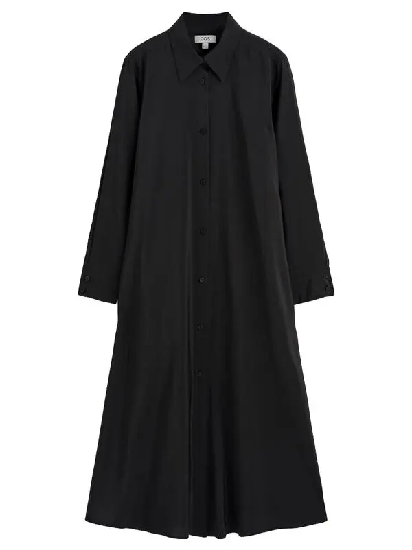 Cos Fluid Midi Shirt Dress - Black