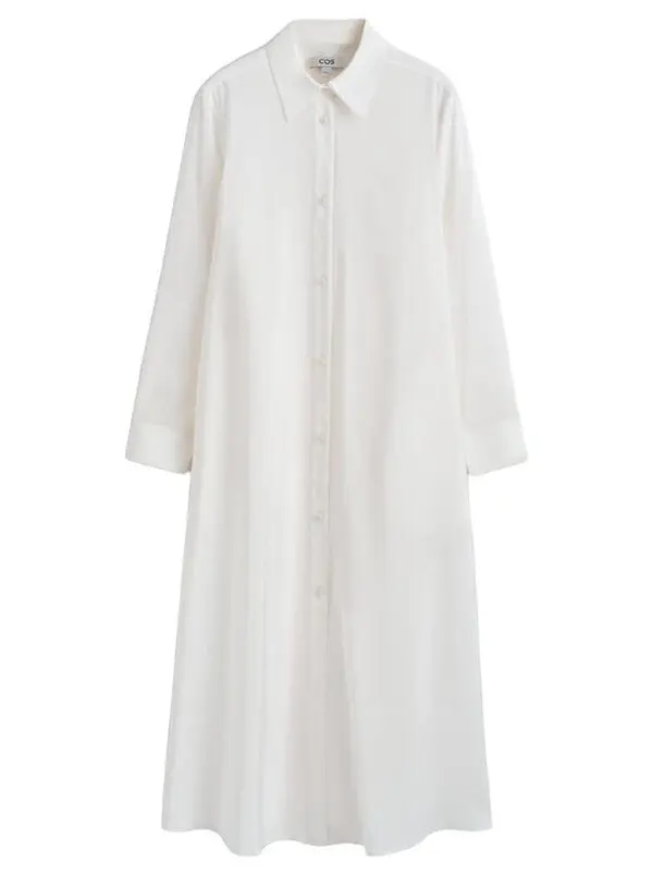 Cos Fluid Midi Shirt Dress - White