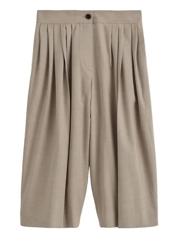 Cos Pleated Wool-blend Culottes - Beige